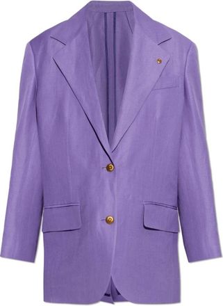 Versace Femme, Vestes, Violet, Taille: 38 FR Wool-Linen Oversized Blazer