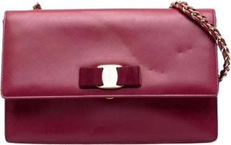 Ferragamo Sac bandouli&egrave;re en cuir tress&eacute; &agrave; cha&icirc;ne pr&eacute;-aim&eacute; - Femme - Pre-owned - Rouge - Taille: ONE Size