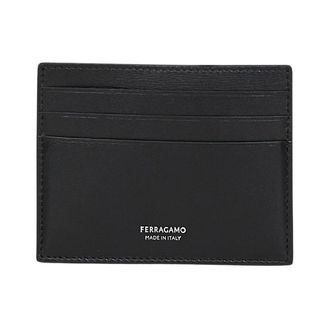 Ferragamo Homme, Accessoires, Noir, Taille: ONE Size Porte-cartes en cuir de veau Palmellato