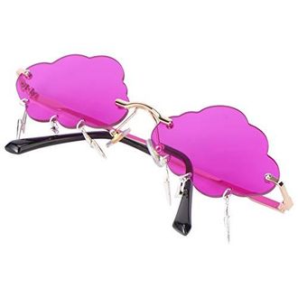 Valiclud Wolke Lunettes de soleil sans monture vintage drôles irréguliers pour homme et femme Gris - Violet