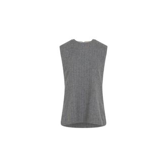 Carven &Auml;rmelloses gestreiftes Tweed-Oberteil - - Tops - Damen - Grau - XS