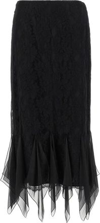 Valentino Garavani Femme, Jupes, Noir, Taille: 36 FR Lace Midi Skirt
