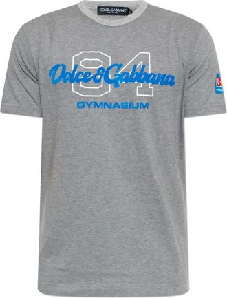 Dolce & Gabbana Homme, Tops, Gris, Taille: 2XL T-Shirt Imprim&eacute;