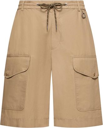 Moncler Moncler Cotton Poplin Cargo Shorts, Men, Beige, Size: 46