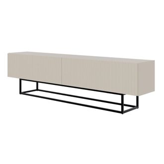 Selsey TV Schrank Board Sideboard Fernsehtisch Fernsehschrank 175 cm Schwarze Beine Gefr&auml;ste Front Graubeige Veldio