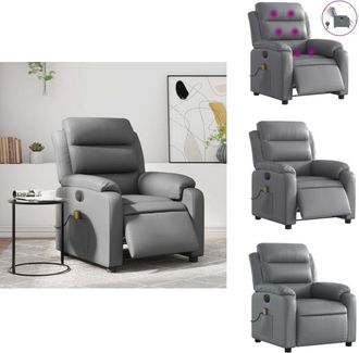vidaXL Massagesessel Elektrisch Grau Kunstleder - Massage Sessel - Elektrischer Sessel - Relaxsessel - Fernsehsessel - Bequeme Lounge Chair