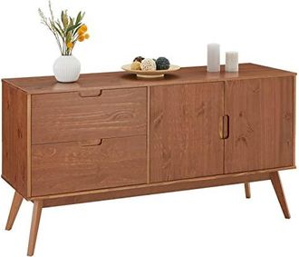 IDIMEX Buffet Salle &agrave; Manger Tivoli L 145 cm en Bois Massif Finition Bois Brun fonc&eacute; avec 2 tiroirs et 2 Portes battantes, Un Meuble de Rangement Style scand