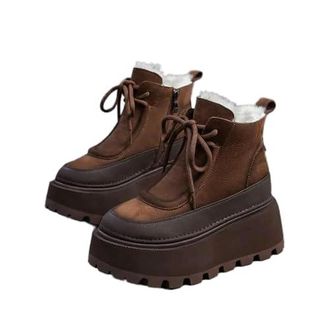 Generic QXDZSW Bottines compens&eacute;es pour femme 6,5 cm, caf&eacute;, 39 EU