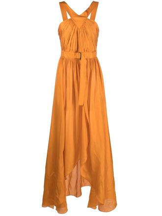 Alberta Ferretti haut long en soie &agrave; design drap&eacute; - Orange