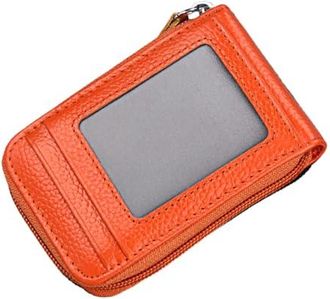 Yarnow Porte-cartes Cuir Véritable Rfid Anti-piratage Grand Format Capacité Multi-emplacements Protection le Piratage pour Femme Orange
