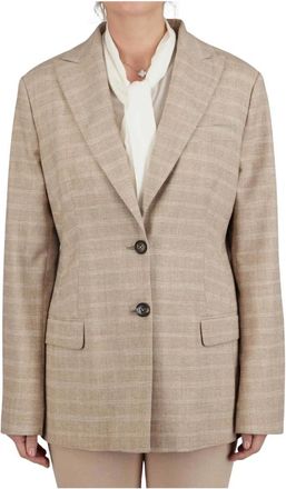 Kiton Femme, Vestes, Beige, Taille: 38 FR Blazer &agrave; Carreaux et Tartans