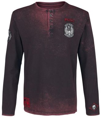 Rock Rebel by EMP Herren schwarz-rotes Langarmshirt mit Print XXL