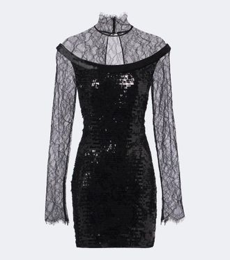 Roberto Cavalli Robe en dentelle &agrave; sequins