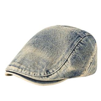 Generic Chapeau vintage en denim d&eacute;lav&eacute; for femme, casquette de taxi, chapeau plat d&eacute;t&eacute; for le soleil Pour lautomne et lhiver(Restore yellow)