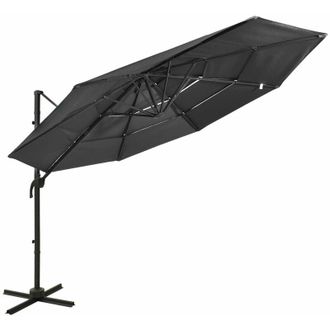 Les Tendances Parasol &agrave; 4 niveaux avec m&acirc;t en aluminium Anthracite 3x3 m