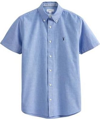 Next Homme Chemise Oxford Coupe Slim à Manches Courtes Bleu Clair L