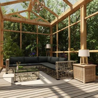 vidaXL Vidaxl - Salon de jardin 6 pcs avec coussins R&eacute;sine tress&eacute;e Gris