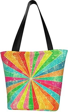 AOOEDM Rayonnant arc-en-ciel r&eacute;utilisable sac d&eacute;picerie sac &agrave; provisions d&eacute;contract&eacute; sac &agrave; bandouli&egrave;re sac &agrave; main pour hommes femmes ECO march&eacute; sac plage sac