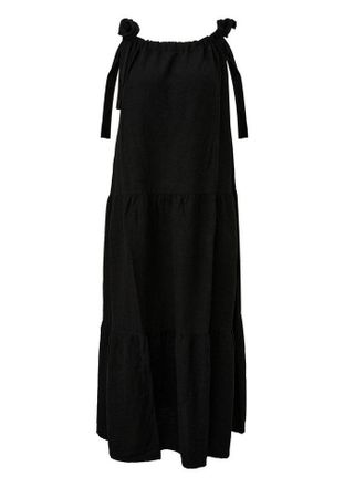 QS by s.Oliver Midikleid Kleid Maxikleid aus Leinenmix
