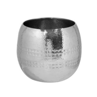 Fink Kleiner Edelstahl &Uuml;bertopf 18x21 cm silberner geh&auml;mmertes Pflanzgef&auml;&szlig;