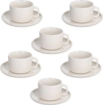 Tognana Edge, coffret de 6 tasses &agrave; caf&eacute; avec soucoupe 90 ml, New Bone China, blanc