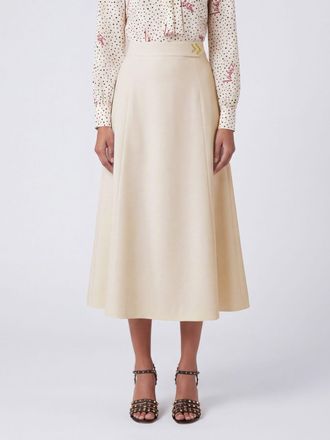 Valentino Garavani Jupe midi &eacute;vas&eacute;e en laine et soie &agrave; taille haute