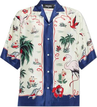 Dsquared2 Homme, Chemises, Multicolore, Taille: XL Chemise &agrave; Manches Courtes en Soie