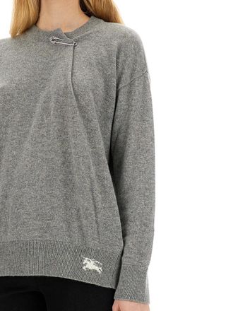 Burberry Cashmere with Kilt Pin Detail Sweater - Gray