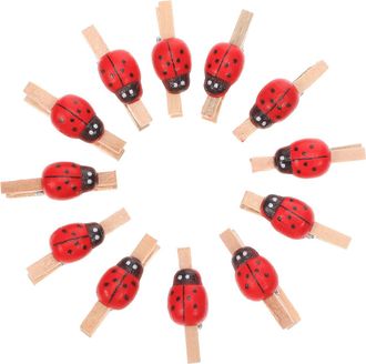 BESTONZON Veemoon 100st Kleine Wäscheklammern Bildhalter Zum Aufhängen Holz Bastelclip Marienkäfer Wäscheklammern Fotowandclip Stecknadel Aus Fotopapier Cartoon