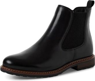 Tamaris Femme Bottines, Dame Bottines Chelsea,Demi-Bottes,Bottines,Bottes de Glisse,Plat,Black Leather,37 EU