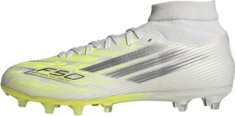 adidas Damen F50 SPARKFUSION League Mid Cut Firm Ground/Artificial Ground Football Boots Womens, FTWR White/Iron met./hi-Res Yellow, 41 1/3 EU