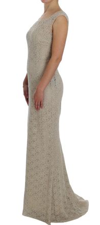 Dolce & Gabbana Womens Beige Ricamo Cutout Cotton Sheath Dress