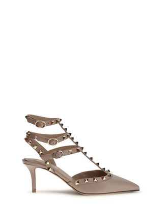 Valentino Garavani Womens Sandals Ankle-Strap Rockstud Powder Pink