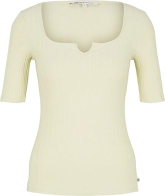 Tom Tailor Damen T-Shirt mit Rippstruktur 1030197, 29447 - Soft Jade Green, L