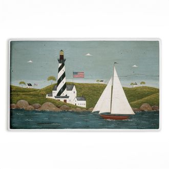 Stupell Industries Warren Kimble Coastal Breeze Lighthouse Harbor Bedruckte Plüsch-Badematte, Design von Warren Kimble, 76,2 x 2,3 x 45,7 cm