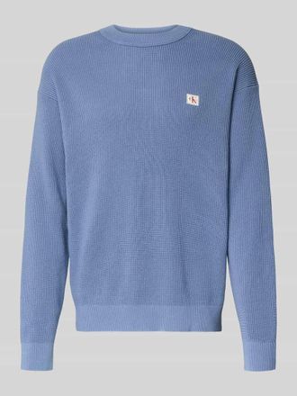 Calvin Klein Jeans Strickpullover mit Strukturmuster und Rundhalsausschnitt