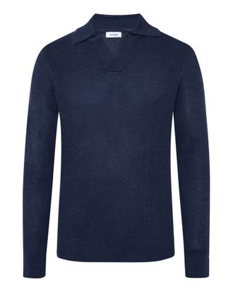 Gran Sasso Pullover mit Variokragen aus einem Leinen-Baumwolle-Mix in