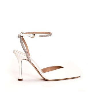 Ninalilou Femme, Chaussures, Blanc, Taille: 37 1/2 EU Bride en Cristal Escarpins Slingback