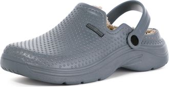 Eagsouni Clogs Hausschuhe Gef&uuml;ttert Herren Damen Winter Gartenschuhe Wasserdicht Gartenclogs Warme Pantoletten rutschfeste, Dunkelgrau, 37 EU