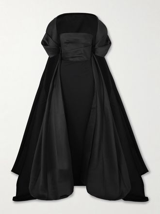 Solace London Robe Aus Crêpe Und Glänzendem Twill - Schwarz