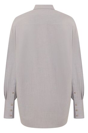 Darkpark Womens Shirt Loose Long-Sleeve Grey Cotton