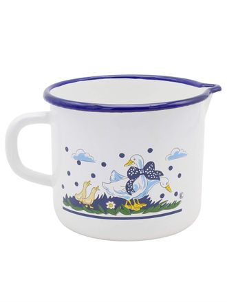 Krüger Krüger 4142 Milchtopf Gänseglück, Emaille, mehrfarbig, 14 x 14 x 8 cm