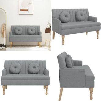 vidaXL Vidaxl - Sitzbank mit Kissen Hellgrau 113x64,5x75,5 cm Stoff - Sitzbank - Wohnzimmersofa - Sofa - Polstersofa - Grau - Home & Living