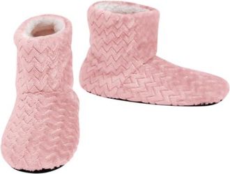 Minetom Chausson Bottines Femmes Hiver Chaud Peluche Fourr&eacute;s Adulte Chaussures Maison Antid&eacute;rapant Semelle Interieur No&euml;l Pantoufles A Rose 39-41 EU
