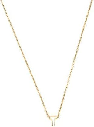 Luxenter Collier Alphabet finition or 18 carats - Lettre T, Mediano, Métal, Sans pierre précieuse