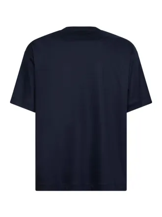 Giorgio Armani Mens T-Shirt Navy Blue Cotton Interlock T-Shirts And Polos