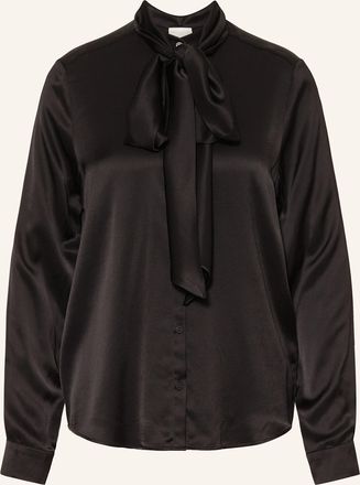 Milano Milano Italy Satinbluse Mit Abnehmbarer Schluppe schwarz