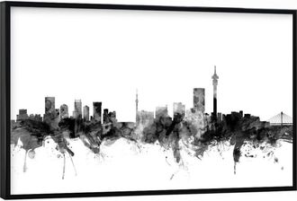artboxONE Poster mit schwarzem Rahmen 60x40 cm St&auml;dte Johannesburg South Africa - Bild Watercolor South Africa Africa