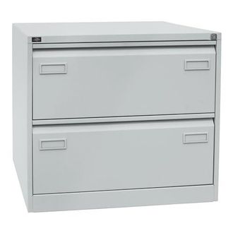 Bisley Light H&auml;ngeregistraturschrank, doppelbahnig, DIN A4, 2 HR-Schubladen, Metall, 645 Lichtgrau, 62.2 x 80 x 71.1 cm