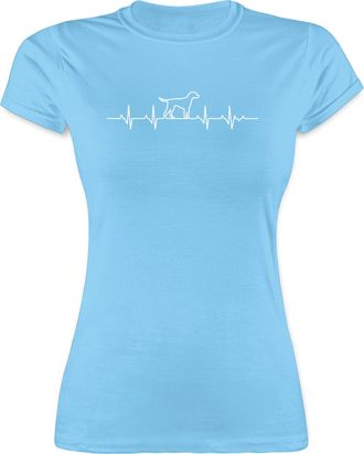 Shirtracer Shirt Damen - Geschenk f&uuml;r Hundebesitzer - Herzschlag Hund - M - Hellblau - Tshirt hundemama hundeshirts hundefan herzlinie t-Shirts Hundehalter hunde
